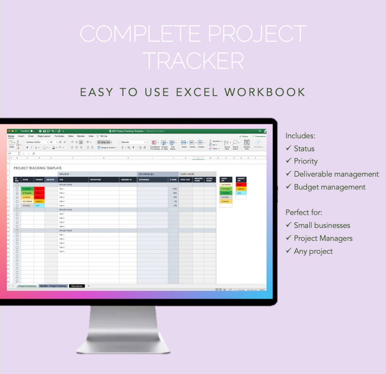 Complete Project Tracker Excel Spreadsheet [instant Download] - Etsy