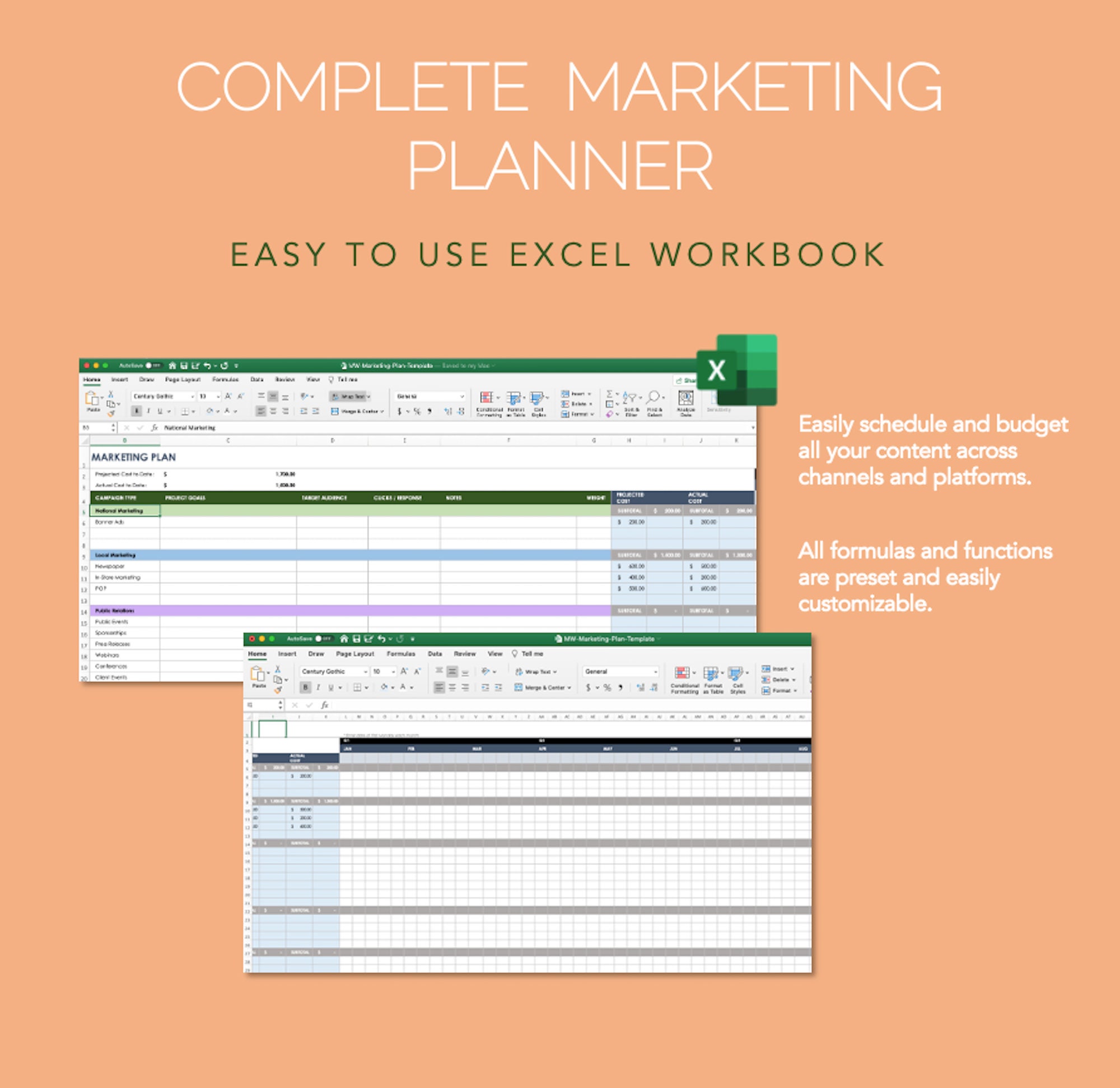 Complete Marketing Planner Excel instant Download - Etsy