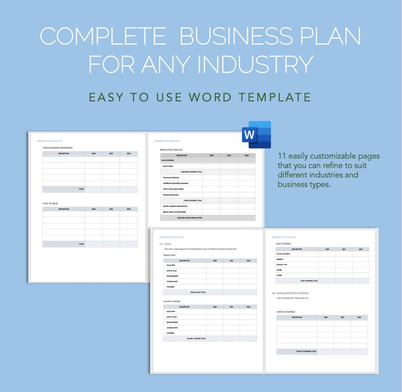 Complete Business Plan Template [instant Download] - Etsy Canada