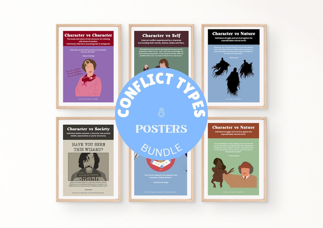 Types of Conflict Wizard Literary Device Posters • Classroom Posters ...