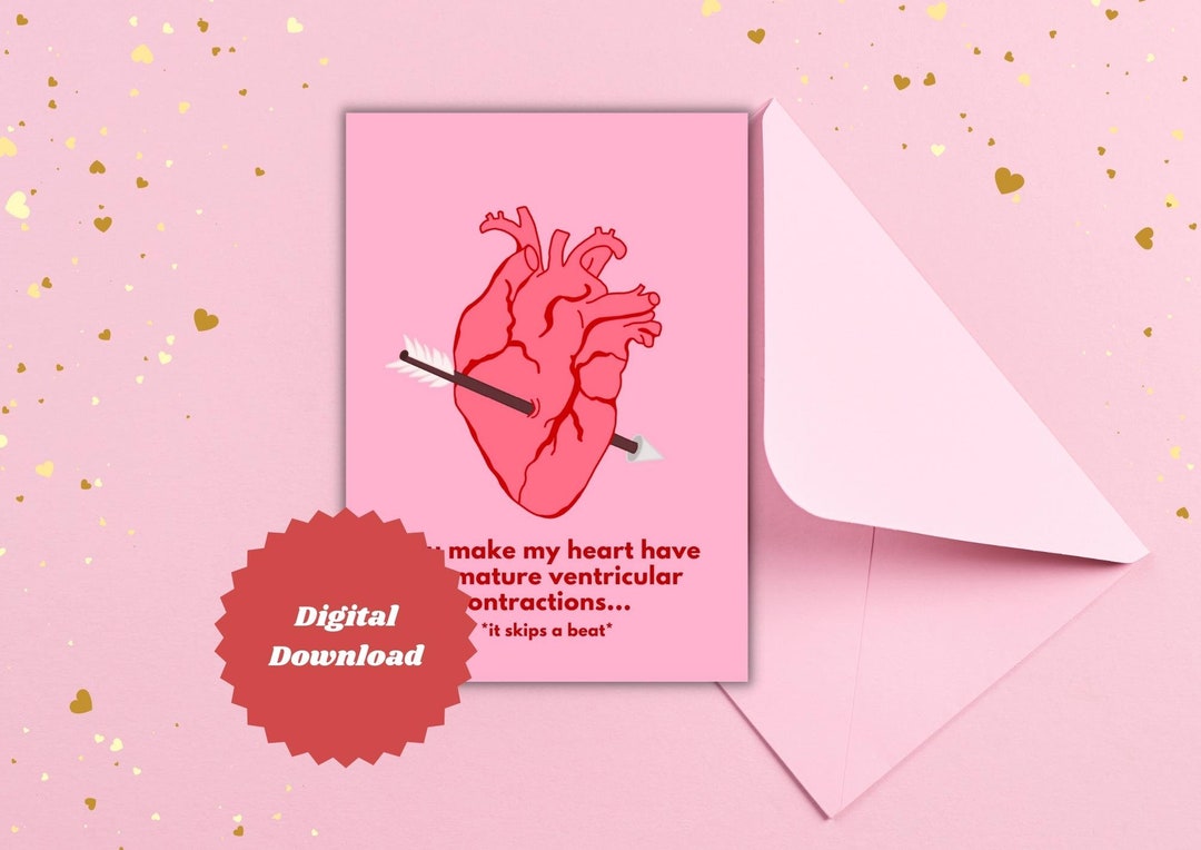Anatomical Heart Valentine's Card • Digital Greeting Card • Printable ...