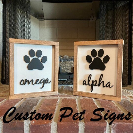 Custom Pet Paw Sign, Custom Dog Sign, Wooden Sign, Wood Sign, Dog Decor ...