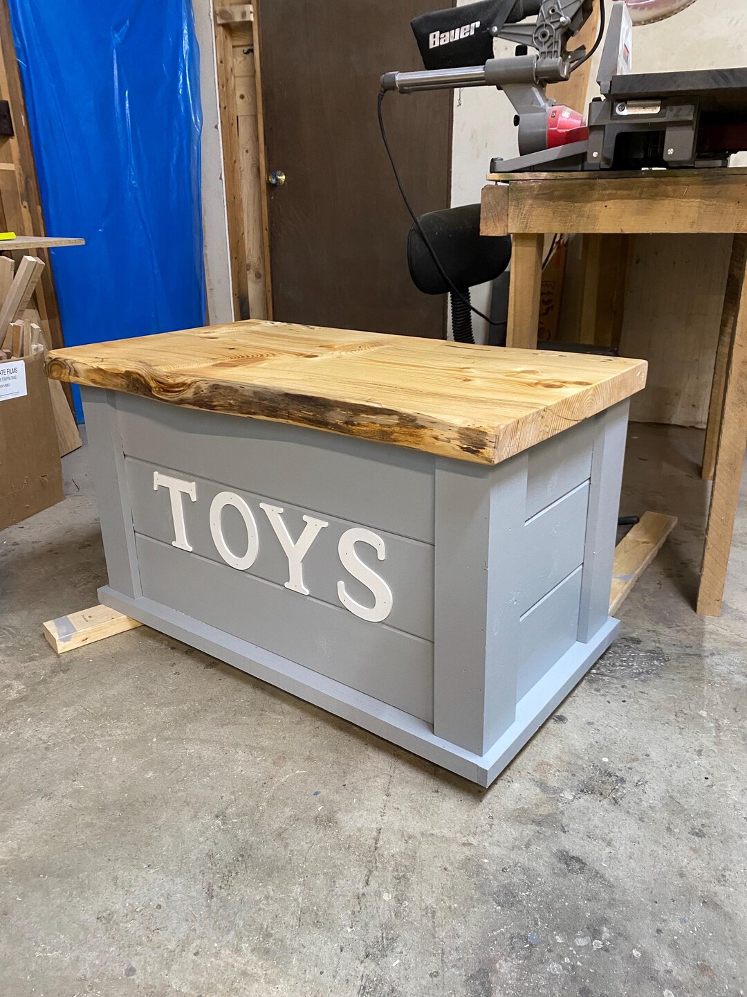 Personalized Live Edge Toy Chest | Handcrafted Toy Box | Natural Wood ...