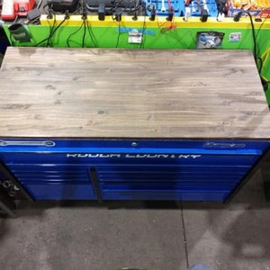 Custom Tool Box Cover: Personalized Butcher Block Workbench Top ...