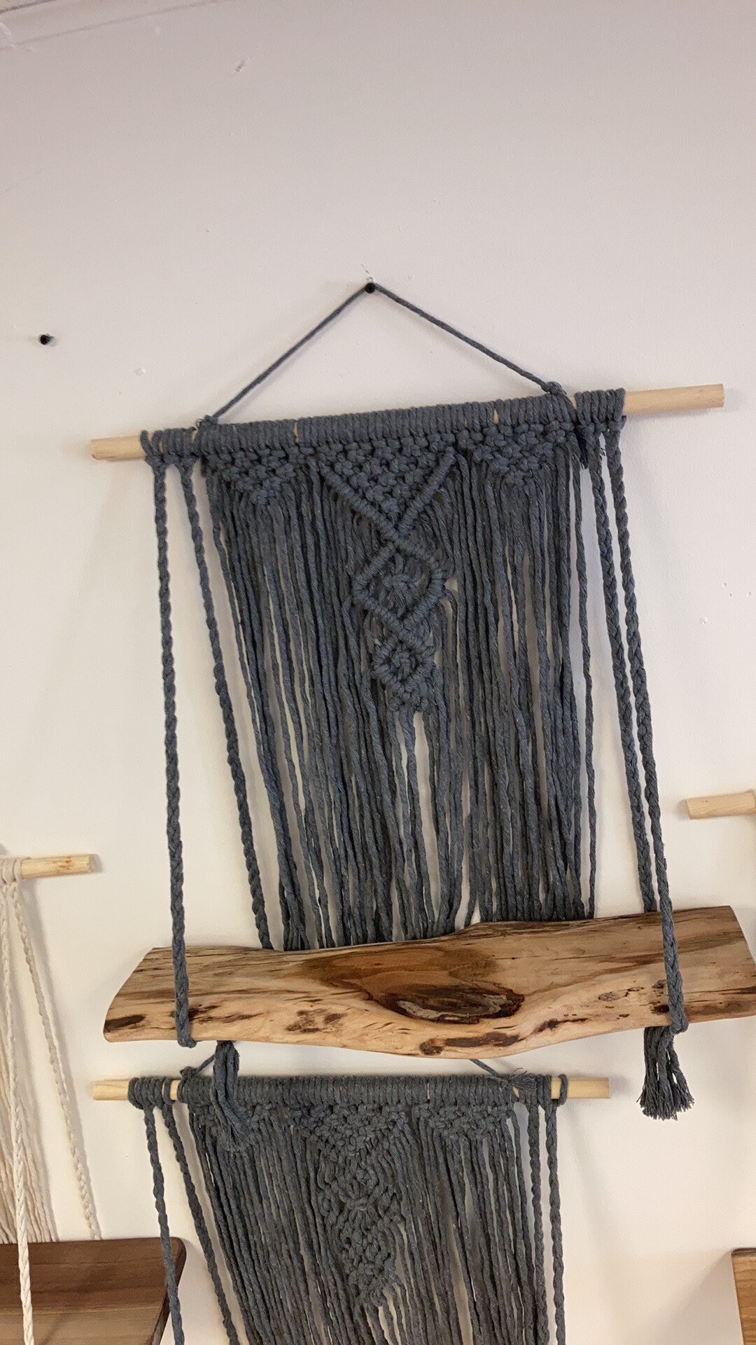 Macramé Live Edge Shelves Solid Walnut L Rustic Live Edge - Etsy