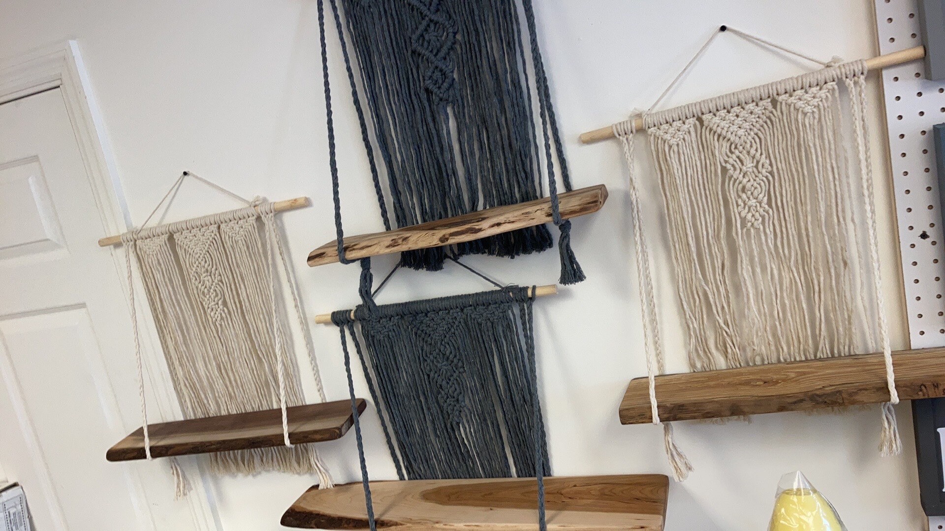 Macramé Live Edge Shelves Solid Walnut L Rustic Live Edge - Etsy