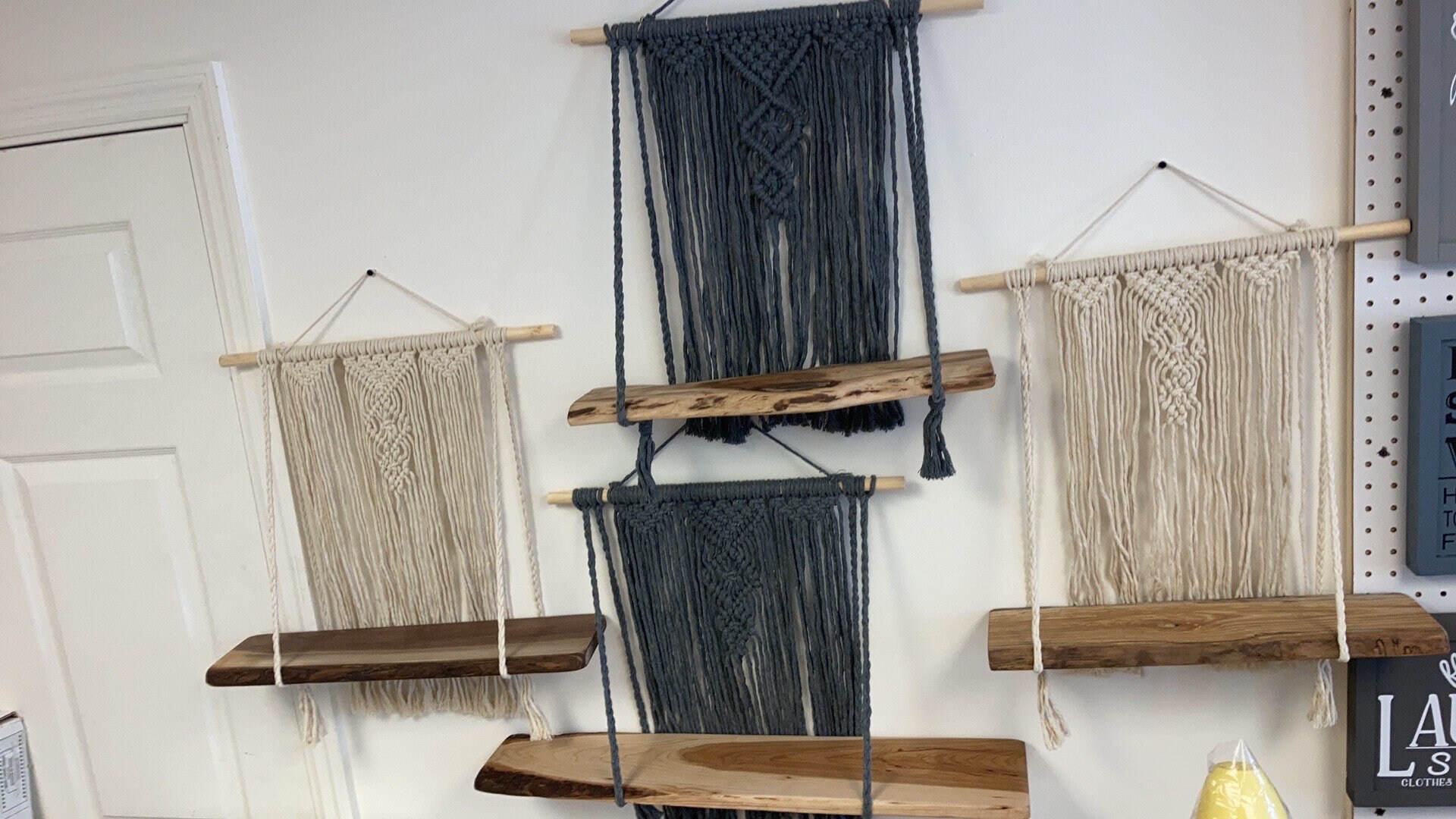 Macramé Live Edge Shelves Solid Walnut L Rustic Live Edge - Etsy