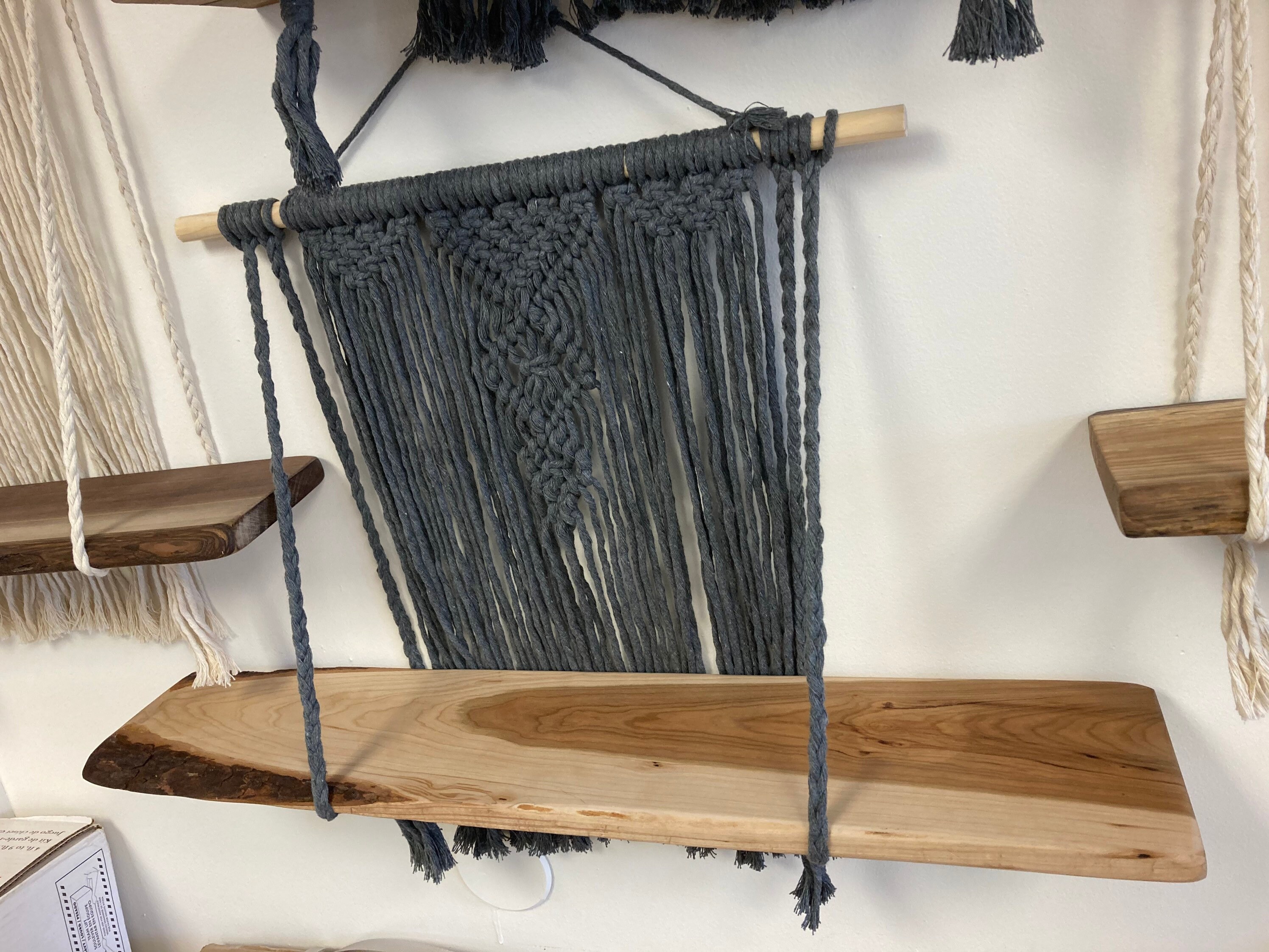 Macramé Live Edge Shelves Solid Walnut L Rustic Live Edge - Etsy