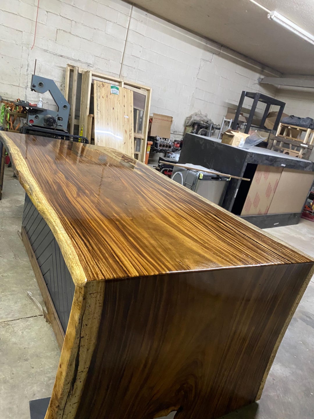 Live Edge Waterfall Kitchen Island | Custom Wood Island | Solid Wood ...