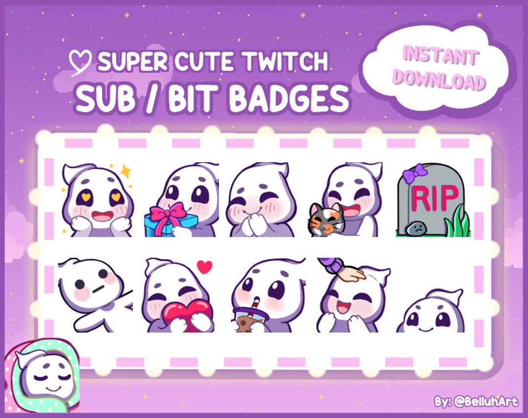 Twitch Bit Badges Cute Ghost Emotes Kawaii - Etsy