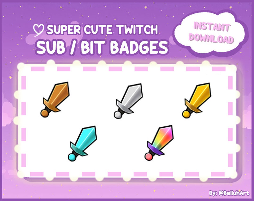 Twitch Sub Badges Cute Sword Sub Badges Kawaii - Etsy