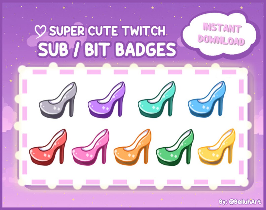 Twitch Sub Badges Cute High Heel Sub Badges Kawaii - Etsy