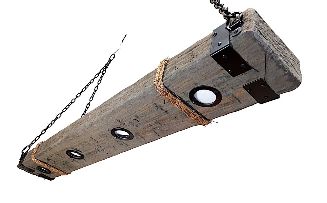 Solid Wood Barn Beam Rustic Hanging Chandelier Pendant Lamp With ...
