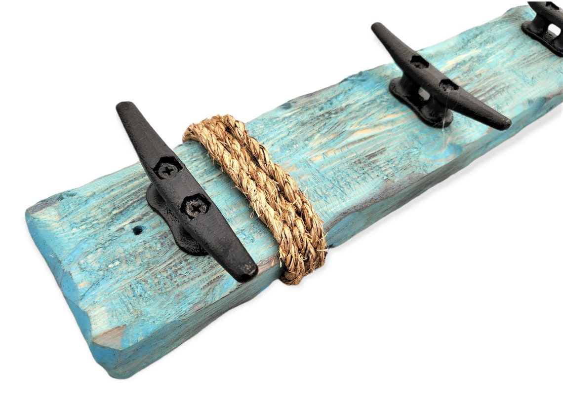 Nautical Rustic Coat Hat or Towel Rack Vintage Teal With - Etsy