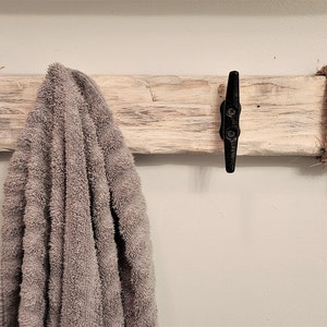 Coat or Towel Rack With Dock Cleats and a Whitewashed Nautical Rustic ...