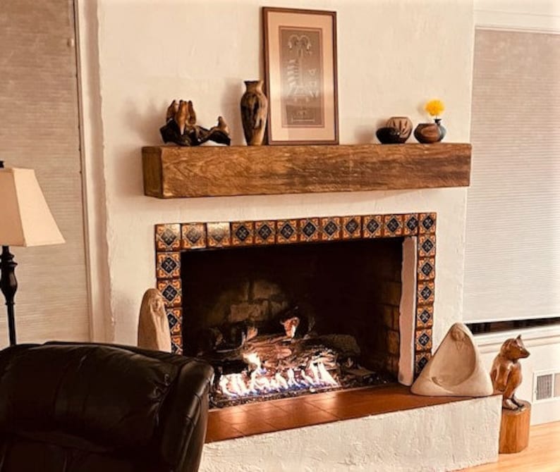 Rustic Wood Fireplace Mantel With Hidden Compartment: Farmhouse Style ...