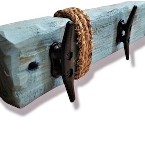 Nautical Rustic Coat Hat or Towel Rack Vintage Teal With Rustic Dock ...