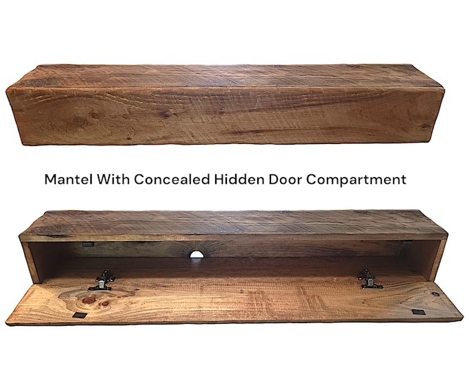Hidden Storage Box / Hidden Storage Fireplace Mantle/ Wood Mantel With ...