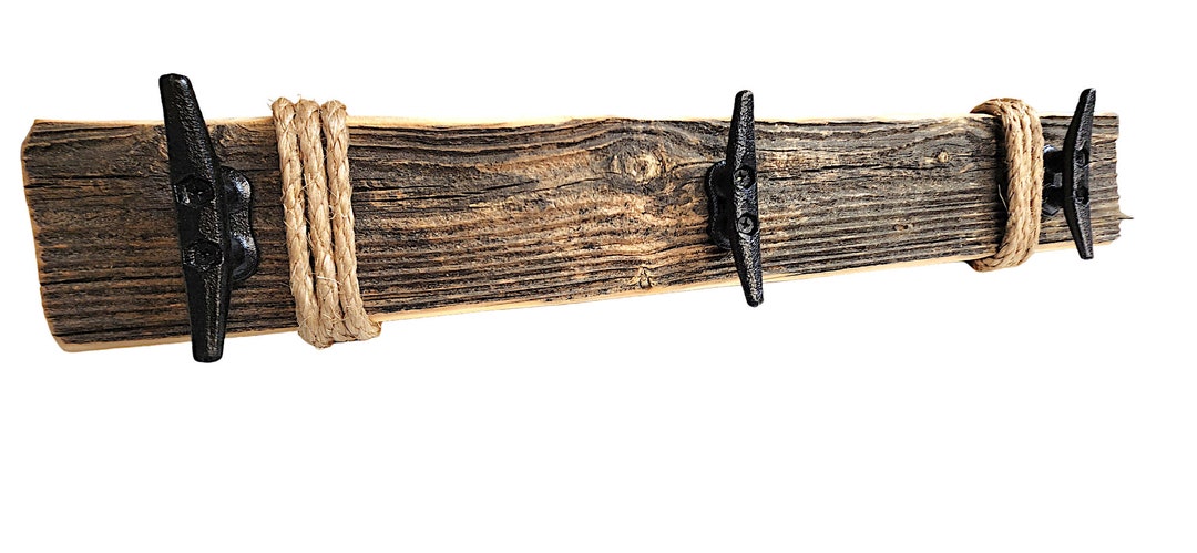 Drift Wood Nautical & Rustic Coat or Towel Rack With Vintage Boat Dock ...
