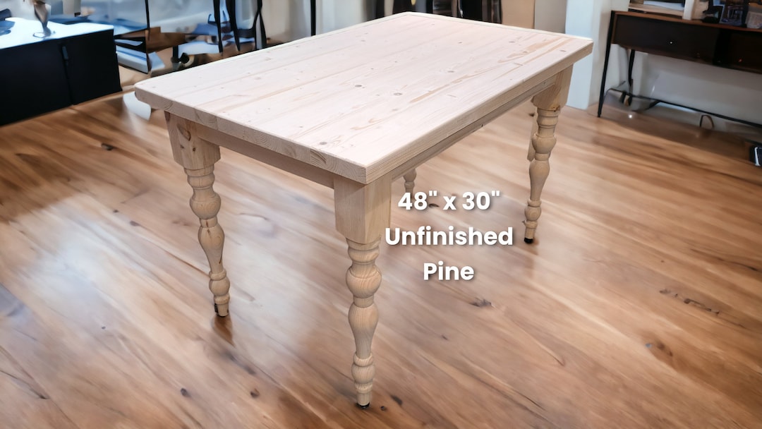 DIY Unstained Unfinished Farmhouse Style Solid Pine Wood Table Tuscany Country Kitchen Dining Room Custom Made Sizes Etsy