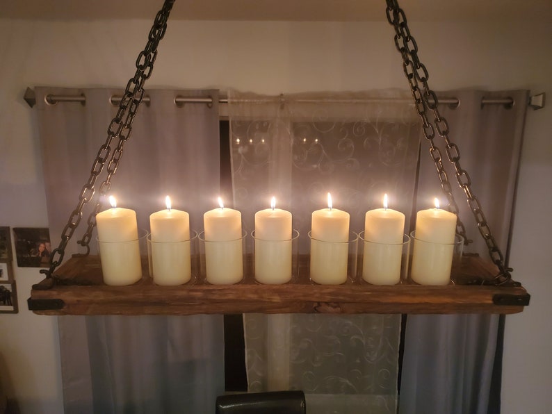 Custom Candle Hanging Chandelier Lamp Light Farmhouse Rustic - Etsy