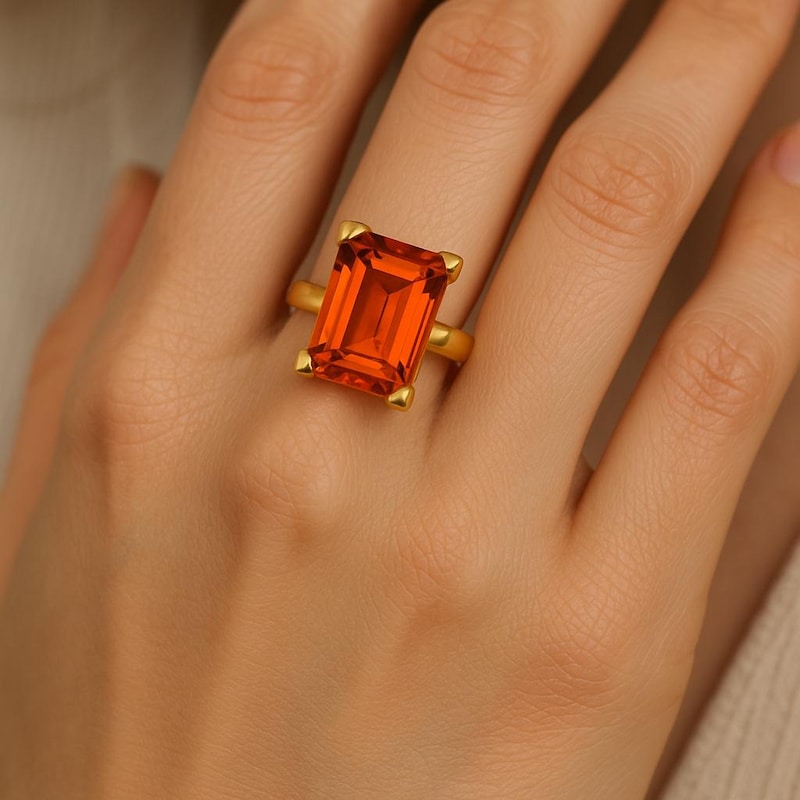 Orange Gemstone Ring - Etsy