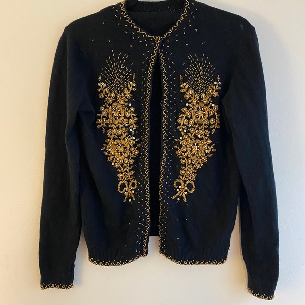 Black Beaded Sweater - Etsy