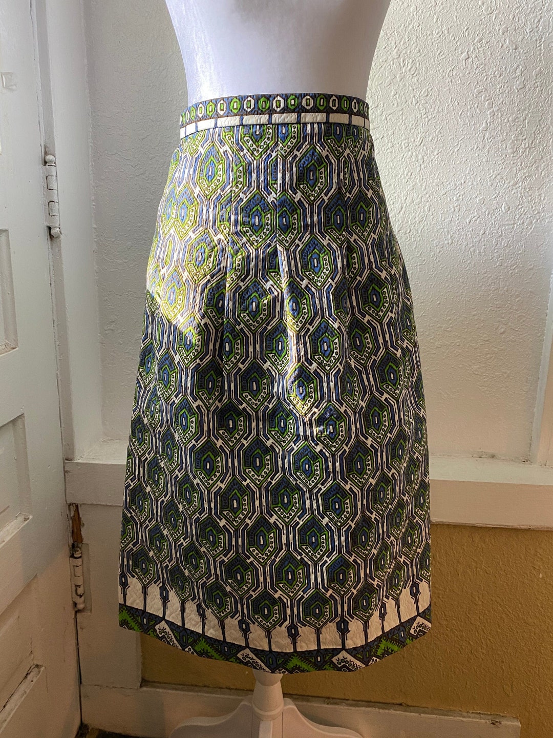 M L Vintage 60s-70s Cusp Quilted Cotton A-line Skirt 32 Waist Size ...