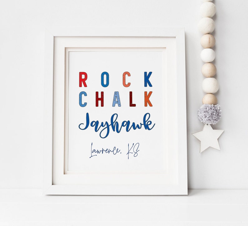 Rock Chalk Jayhawk DIGITAL Download University of Kansas Wall Decor ...