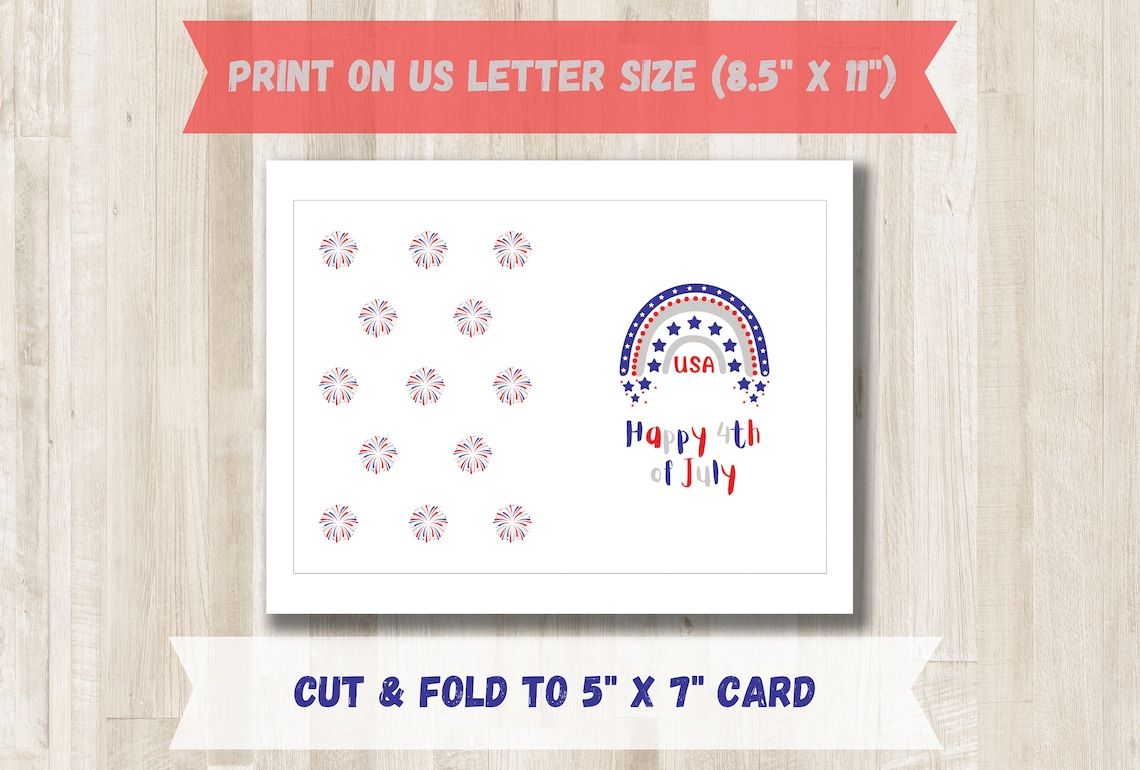 Printable 4th of July Greeting Card Independence Day USA Instant ...