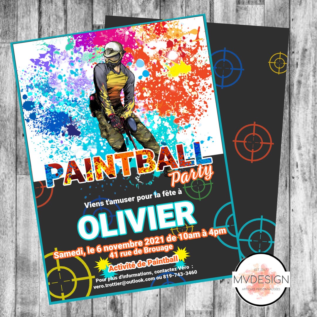 Paintball Party Printable Invite. Birthday Invitation, Paintball Invite ...