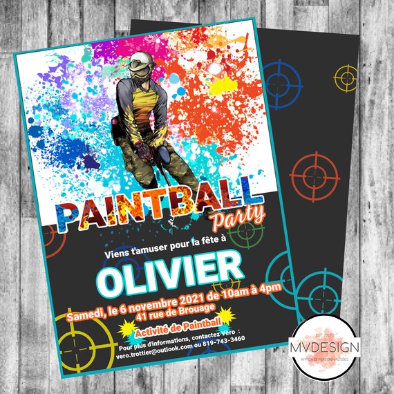 Paintball Party Printable Invite. Birthday Invitation - Etsy