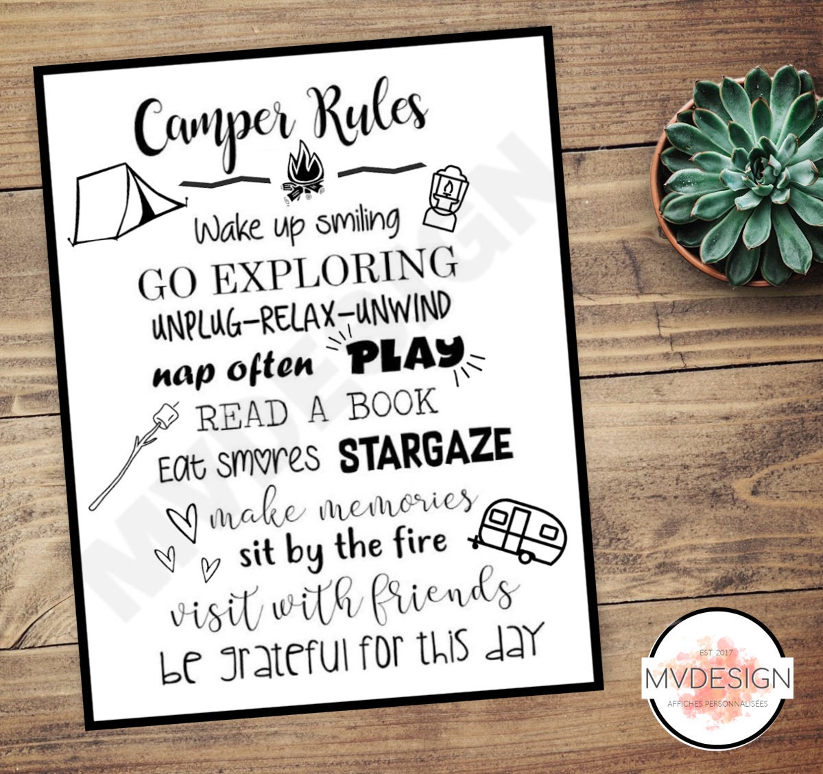 Camping Rules, Happy Campers, Printable Poster, Digital Print - Etsy