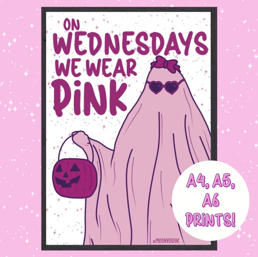 Mean Girls Inspired Art Print, Pink Ghost, Film Movie Inspired, Pink ...