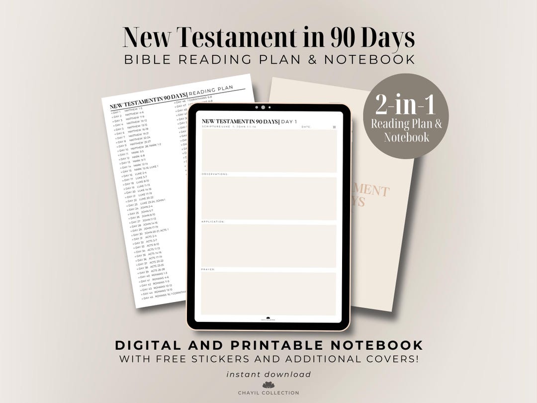 New Testament Bible Reading Plan: 90 Day Devotional Notebook (PDF) - Etsy