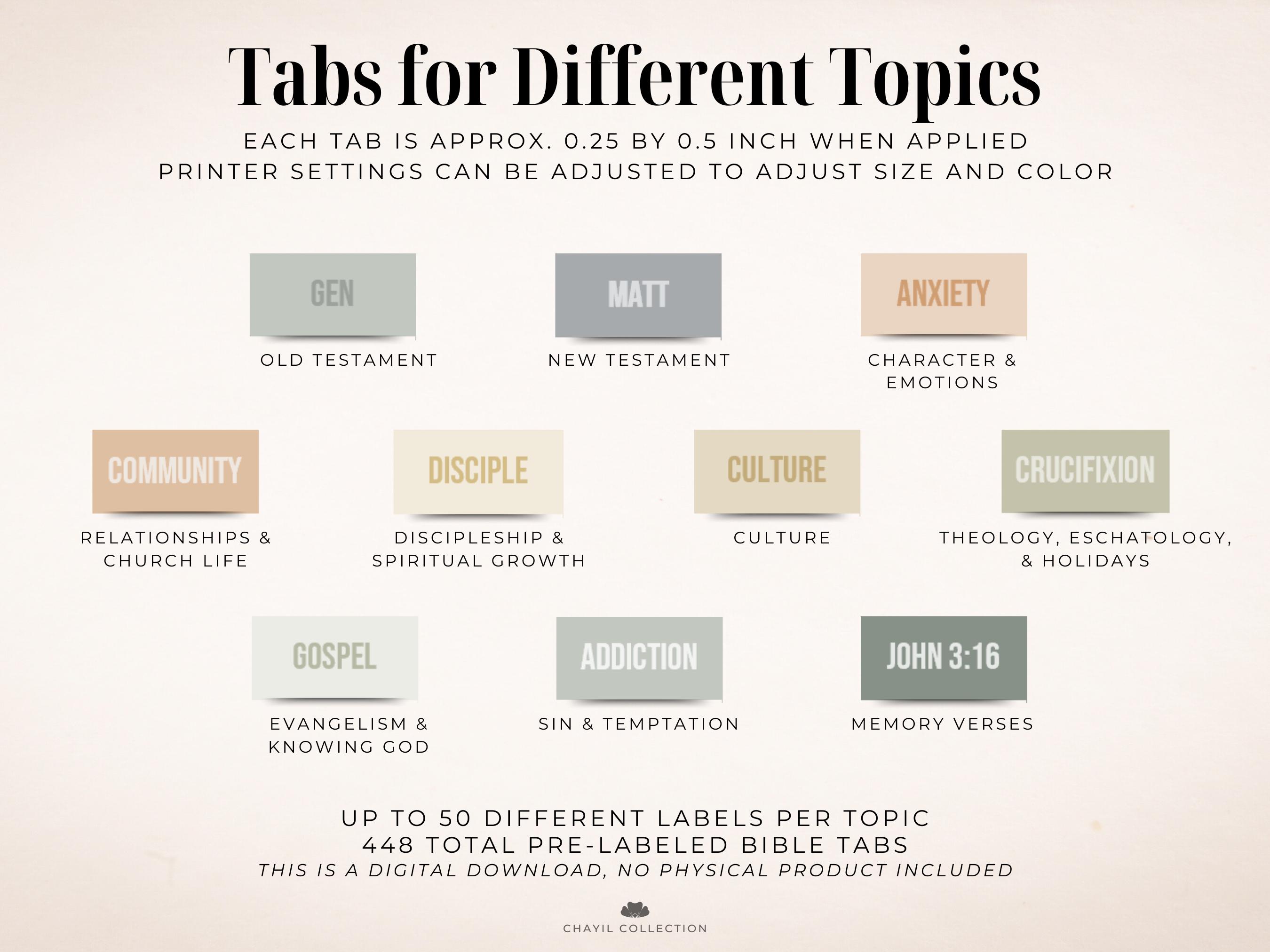 Mini Minimalist Printable Bible Tabs for Compact Bibles | Neutral Color ...