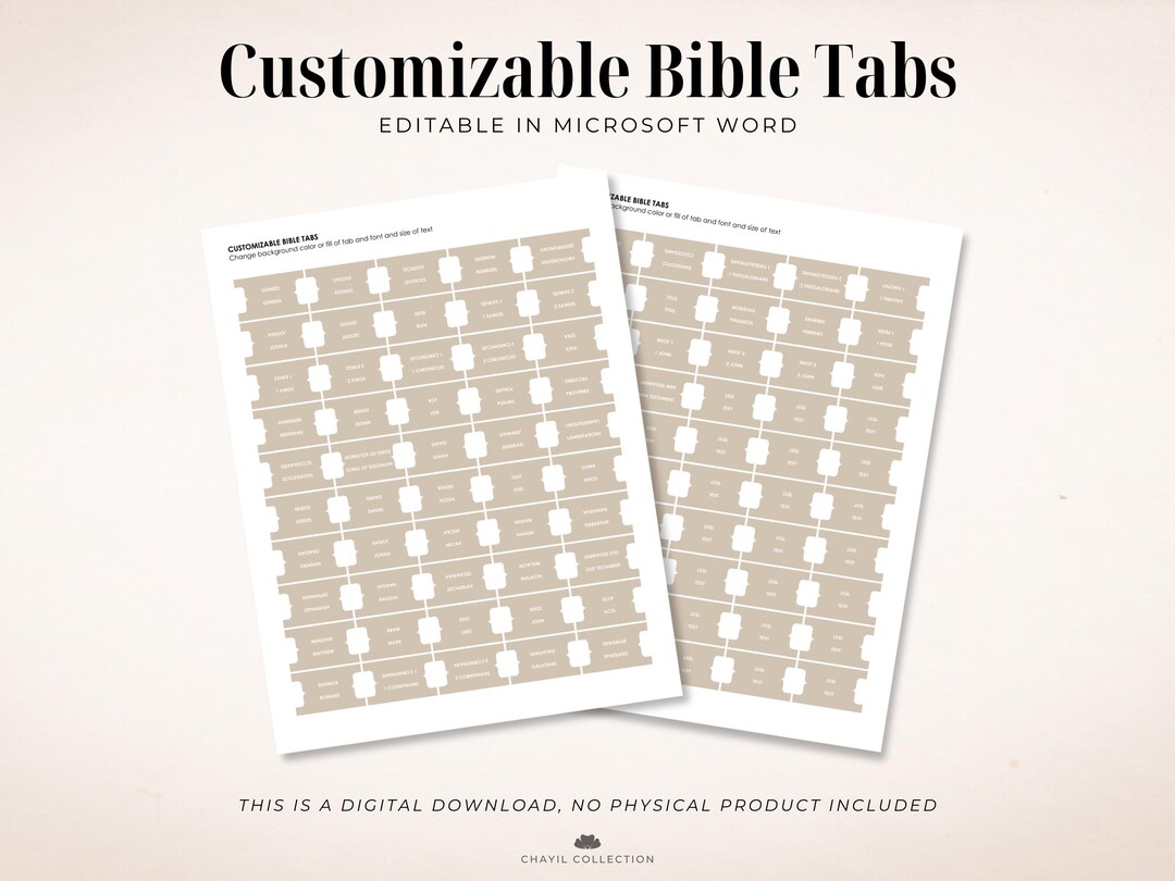 Customizable Printable Bible Tabs | Editable Bible Tabs | US Letter ...