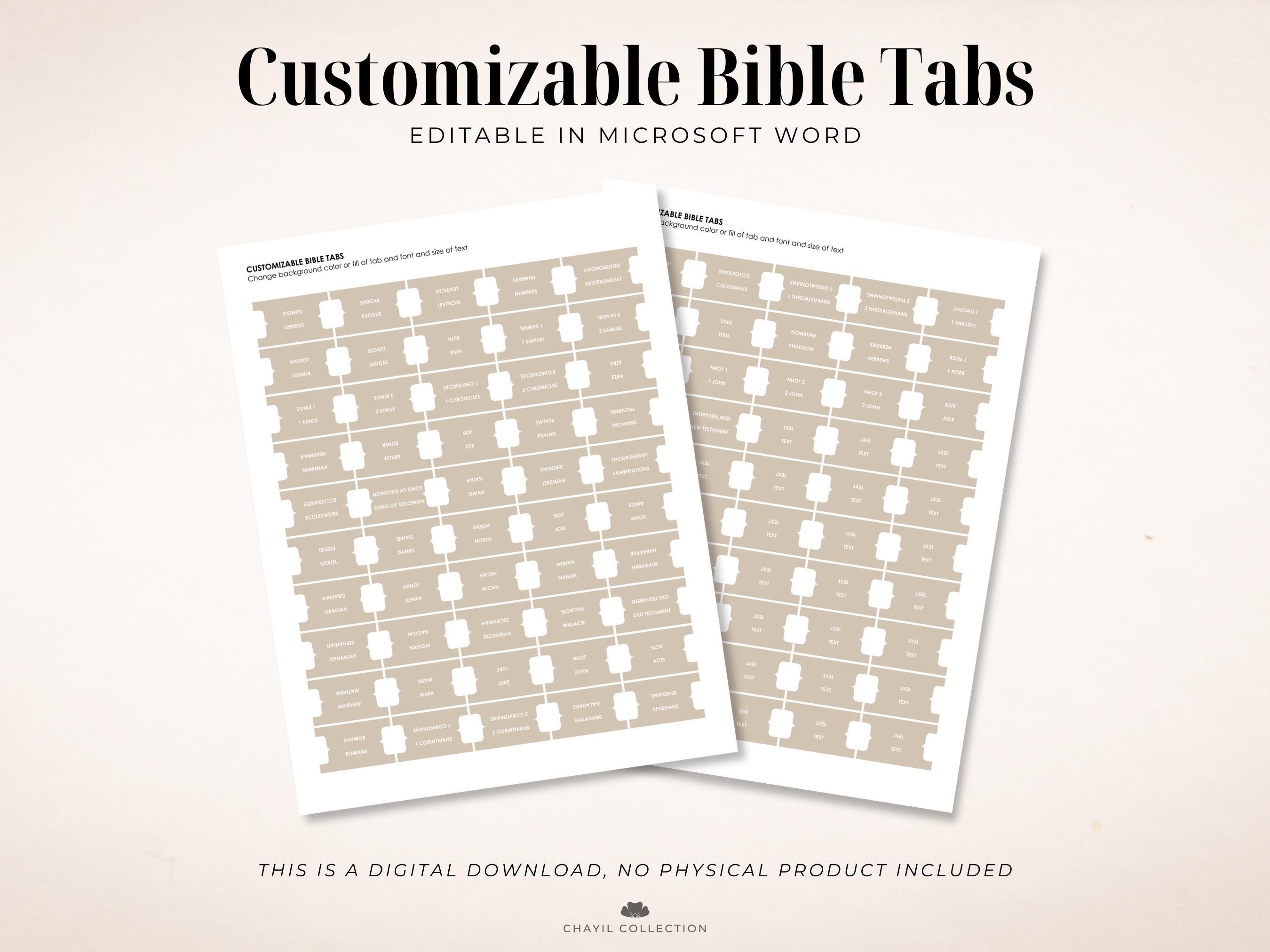 Customizable Printable Bible Tabs | Editable Bible Tabs | US Letter ...