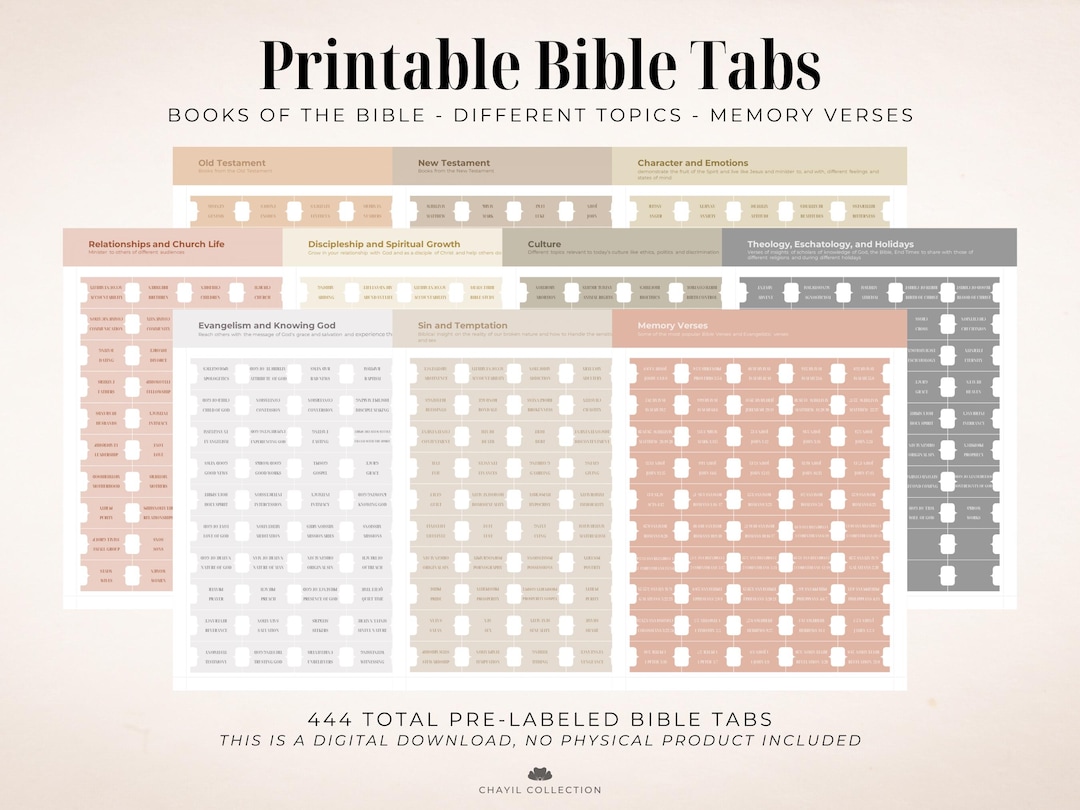Modern and Elegant Printable Bible Tabs | Neutral Color | US Letter PDF ...