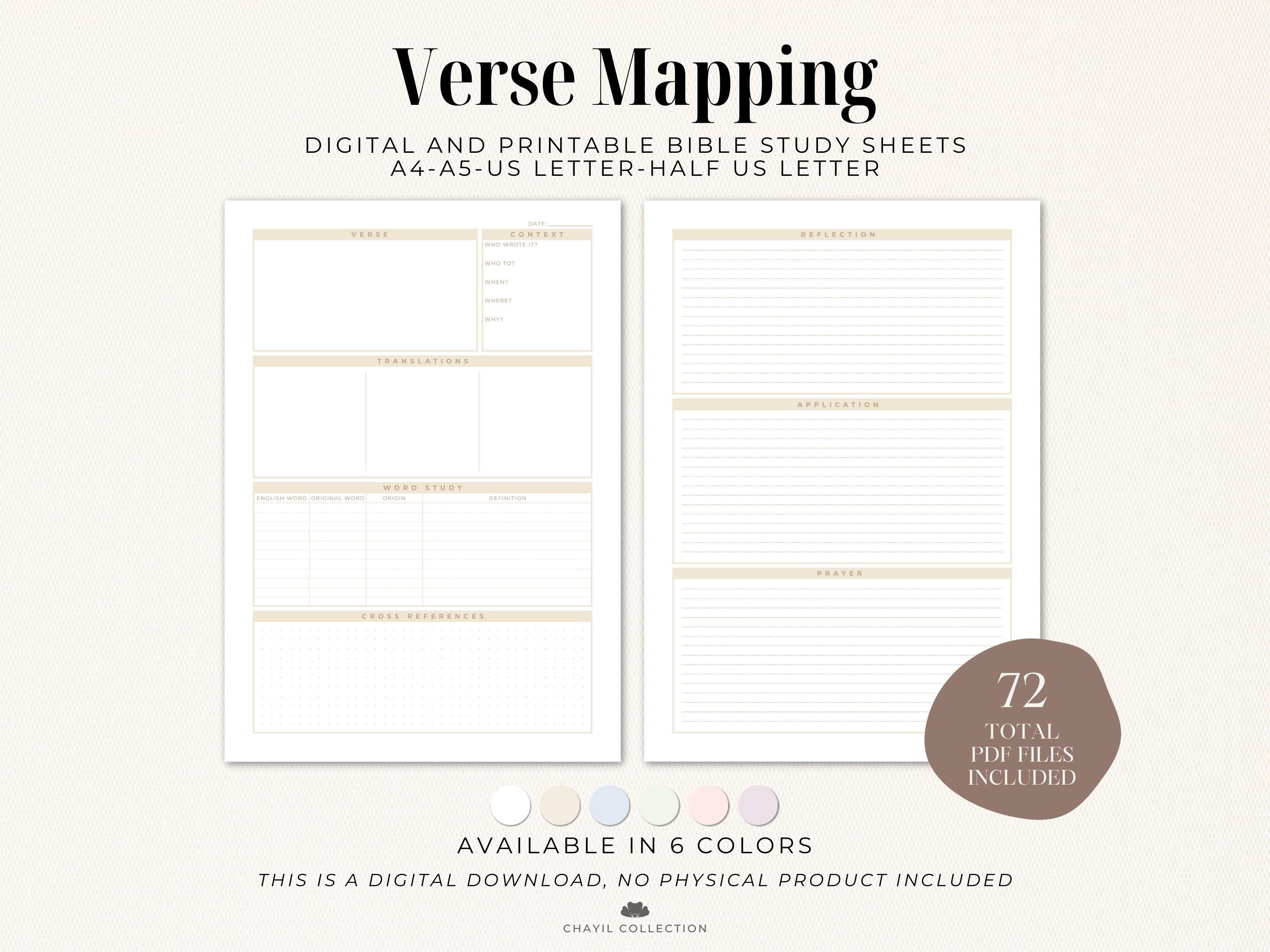 Printable Bible Verse Mapping Sheets: Scripture Study (digital PDF) - Etsy
