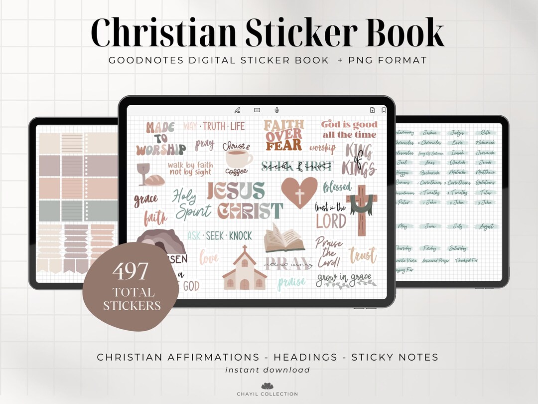 Christian Sticker Book: 497 Bible Journaling Stickers (digital Download ...