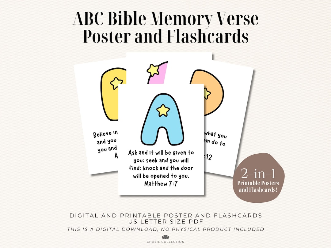 Printable Bible Memory Verse Poster and Flash Cards | Christian ...
