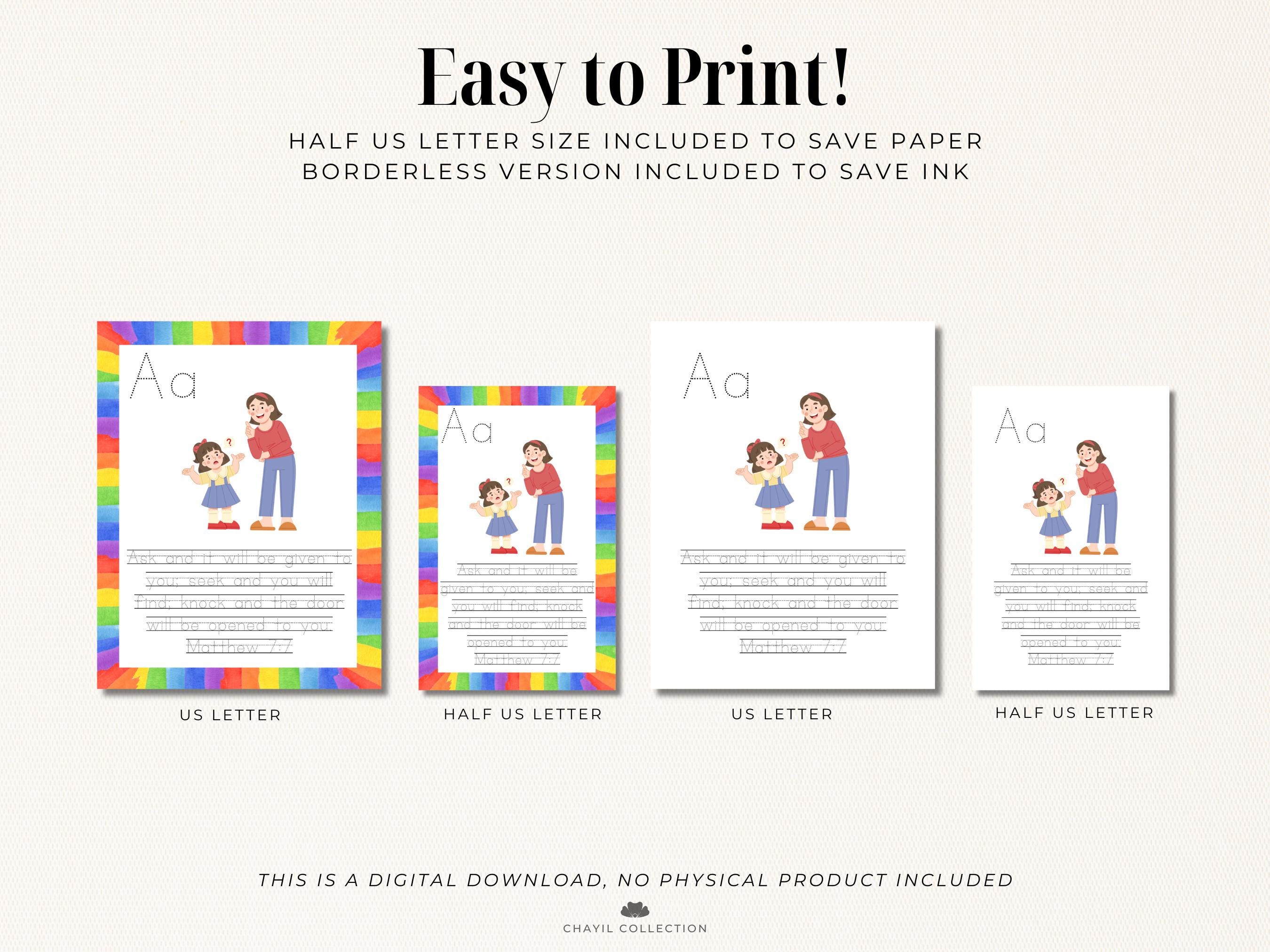 Alphabet Bible Memory Verse Handwriting Practice Sheets | Sunday School ...