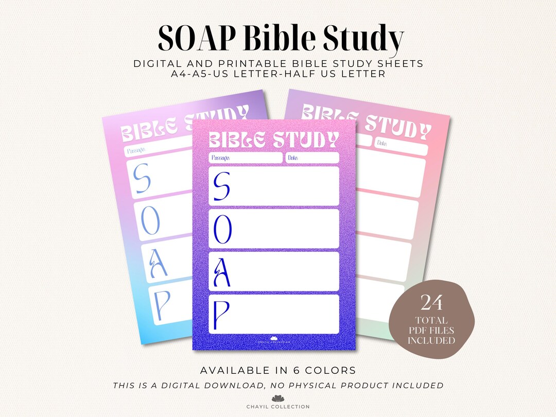 Printable SOAP Bible Study Sheets Digital and Printable PDF Gradient ...