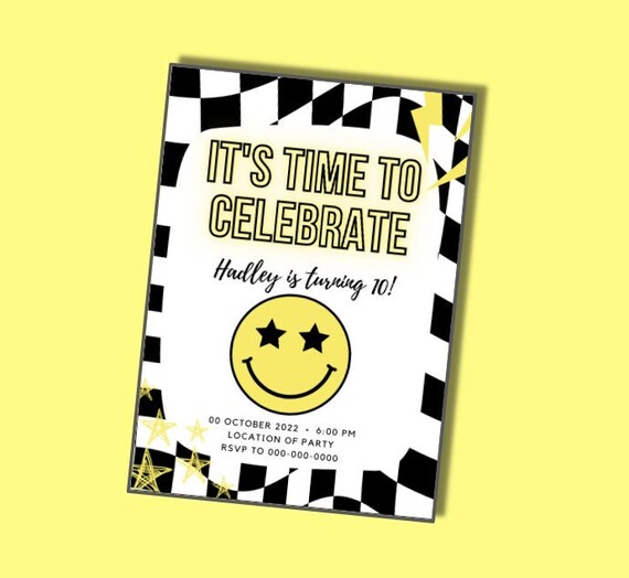 Checkered Birthday Invitation - Etsy