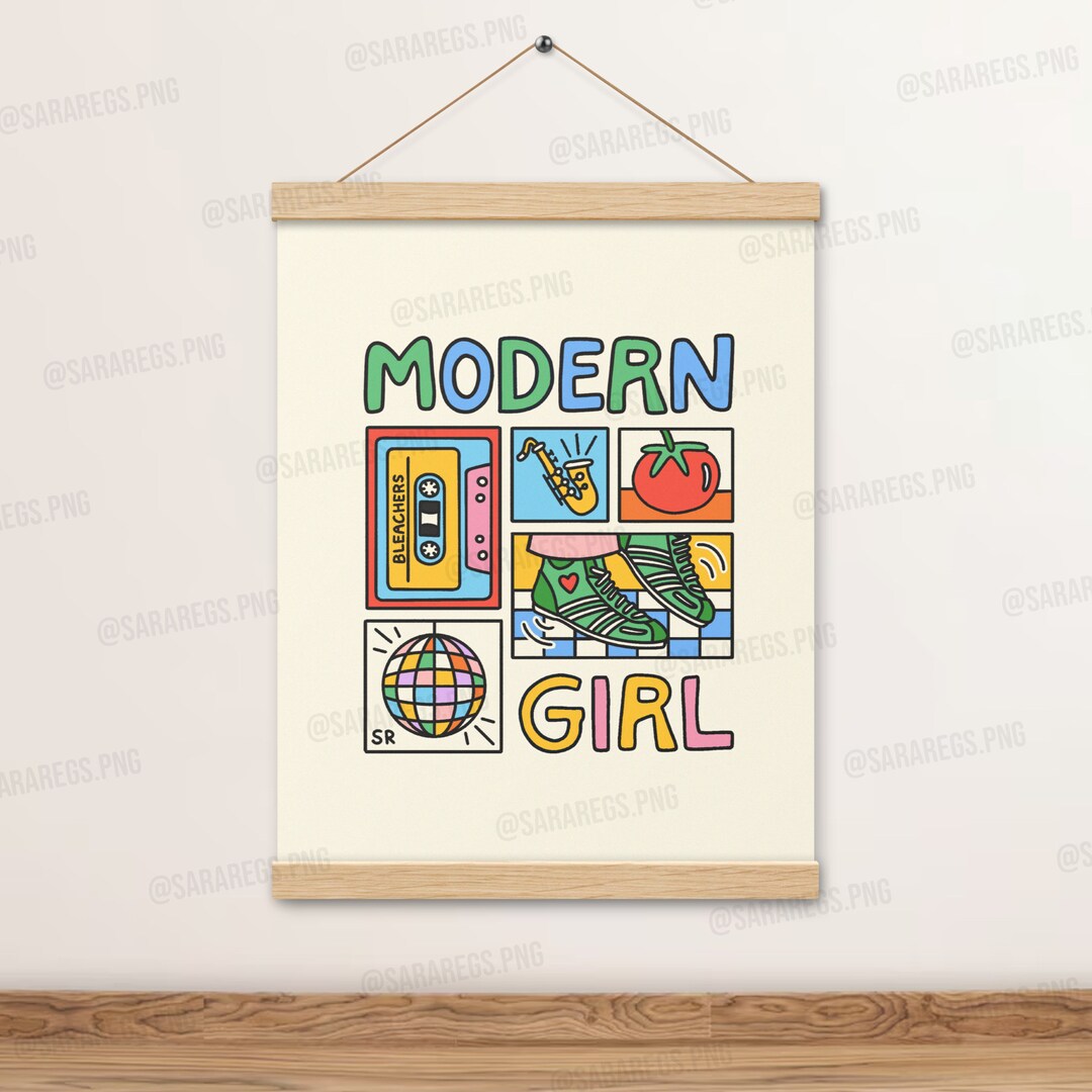 Modern Girl Bleachers Poster With Hanging Frame - Etsy