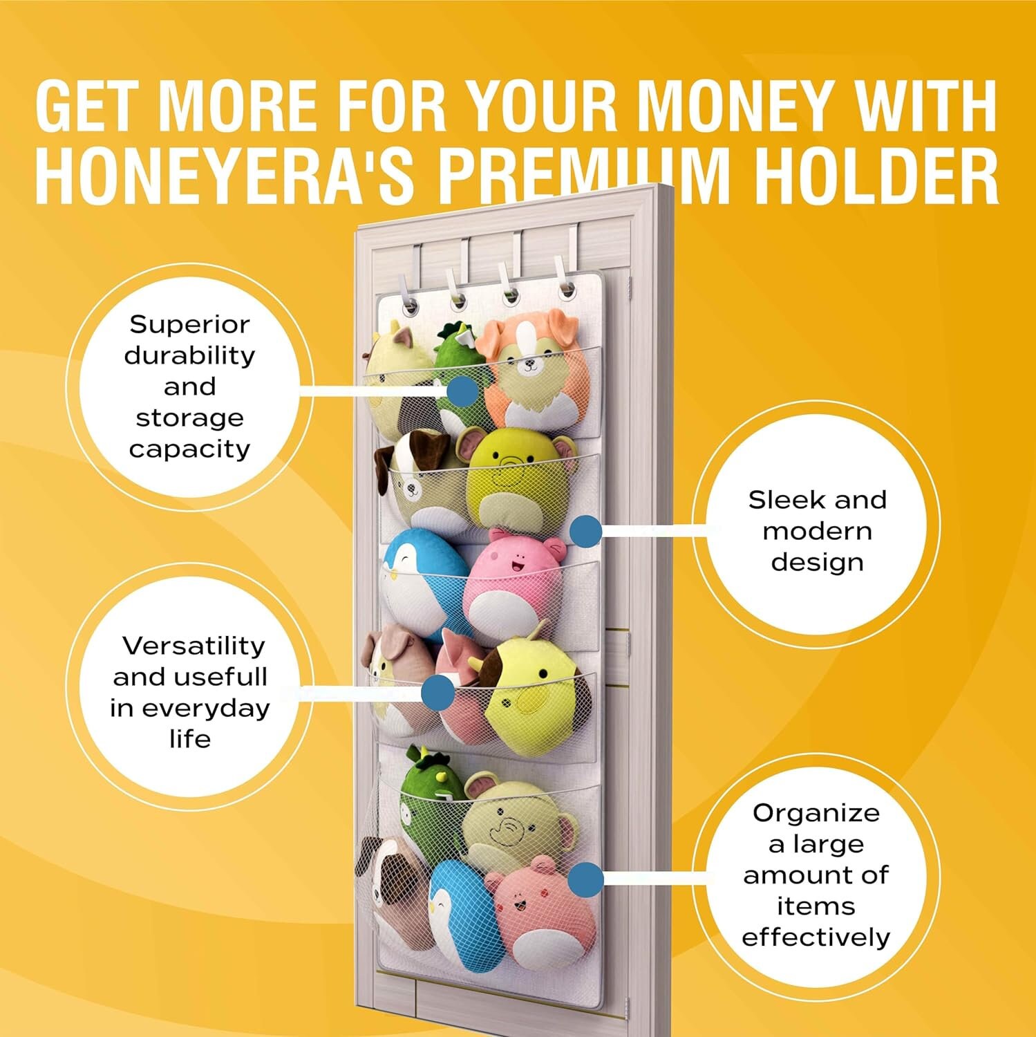 Squishmallow Holder: Over-the-door Plush Toy Storage With 5 Pockets - Etsy