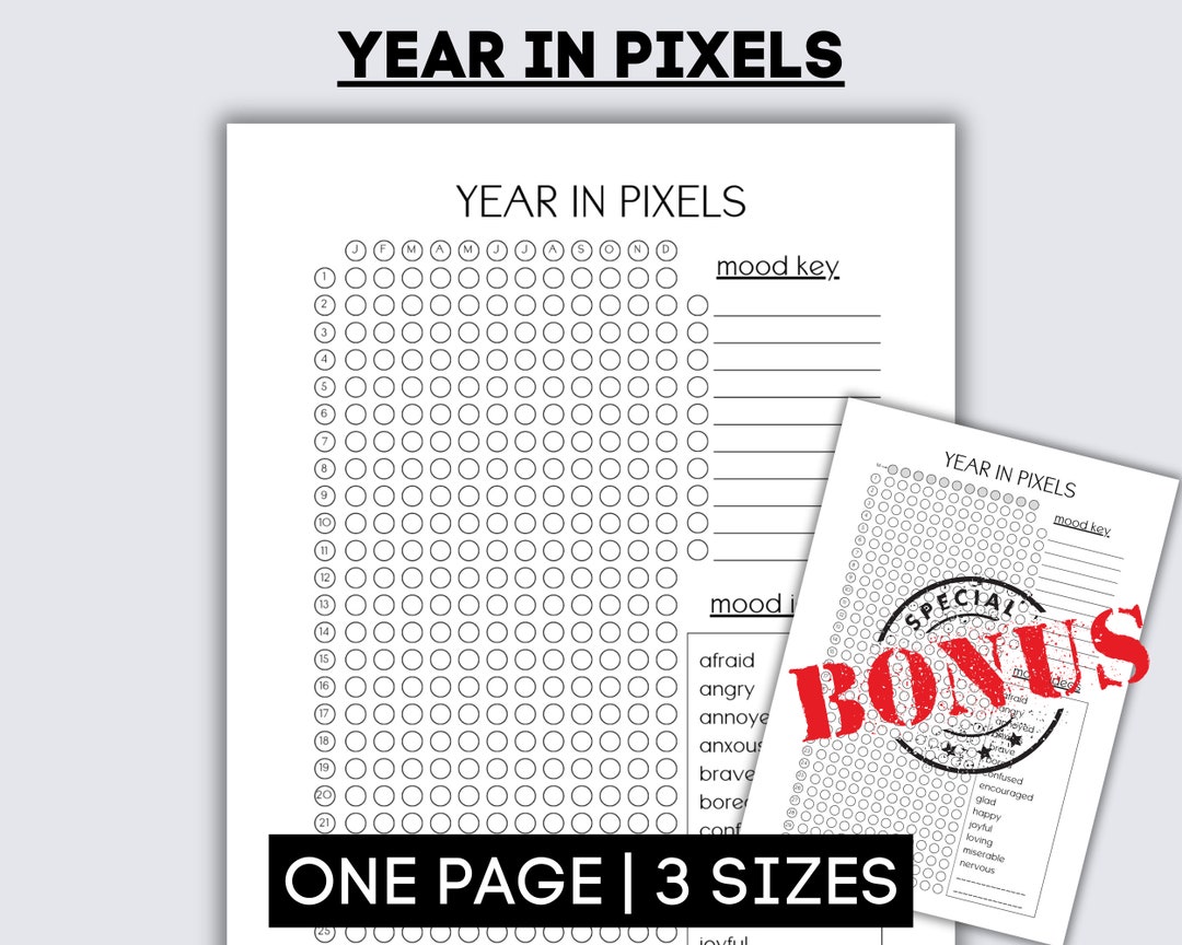 Year in Pixels Printable | Mood Tracker | Daily Moods | Emotional ...