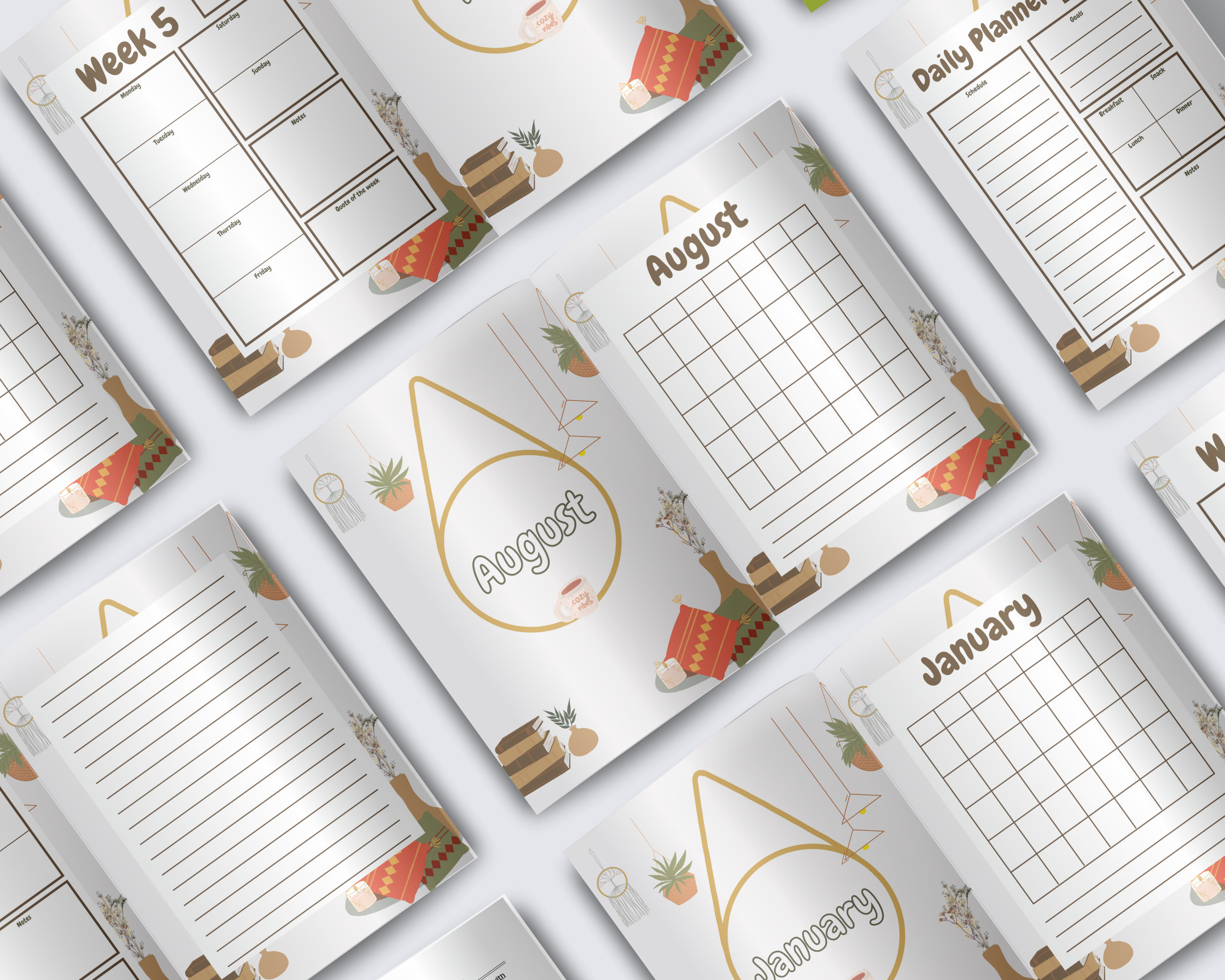 Aesthetic Productivity Planner With Stickers, Calendars, Month at a ...