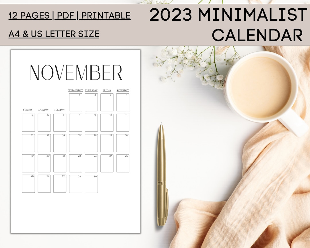 2023 Calendar Pages Simple Design, Printable Monthly Calendar, Desk ...